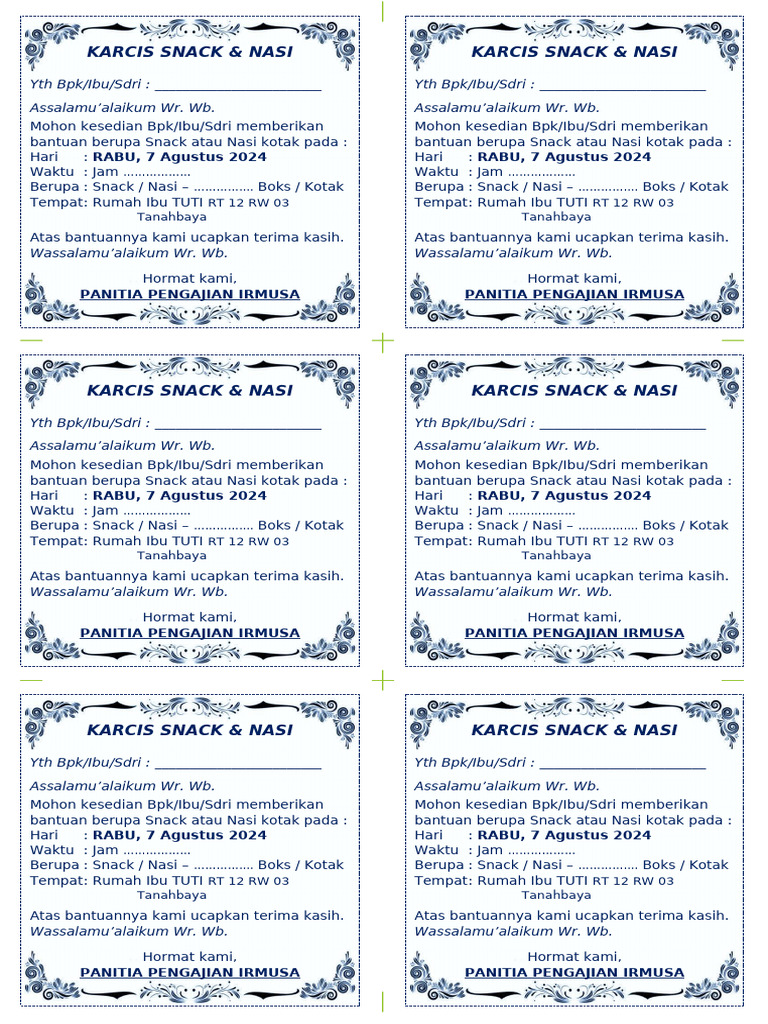 Karcis Snack | PDF