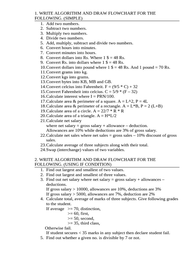 03 List of Algorithms-Flowcharts | PDF