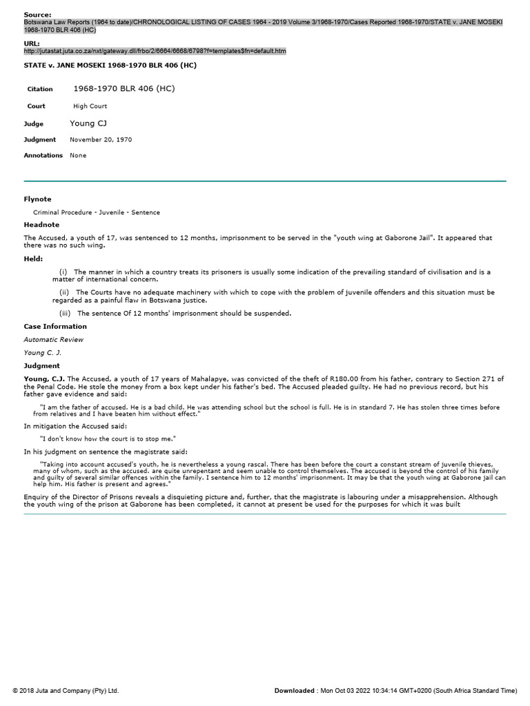 STATE v. JANE MOSEKI 1968-1970 BLR 406 (HC) | PDF