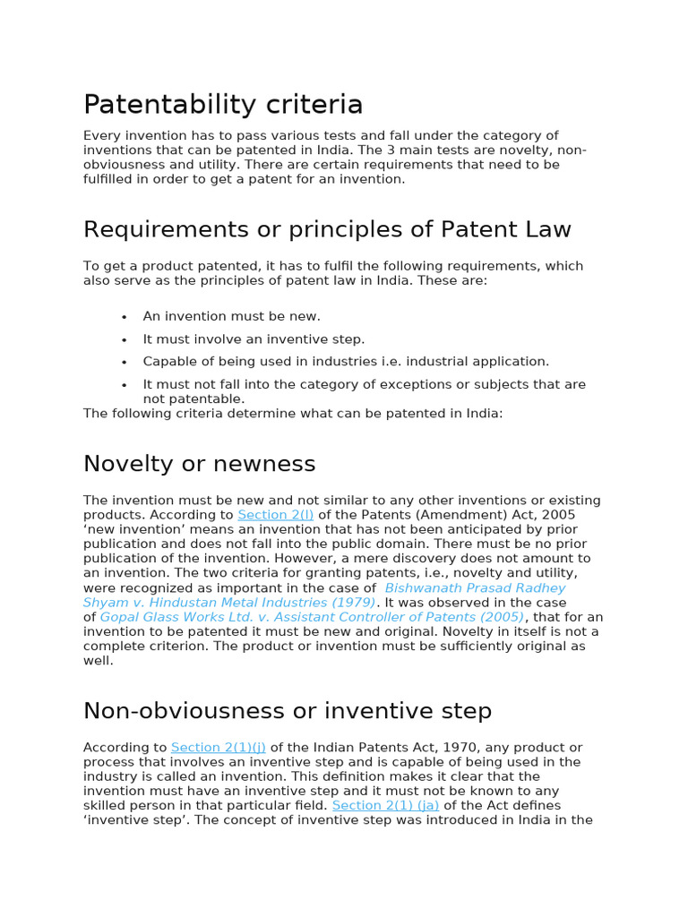 Elements of Patentability | PDF | Novelty (Patent) | Invention