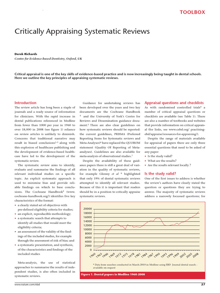 Critically Appraising Systematic Reviews | PDF