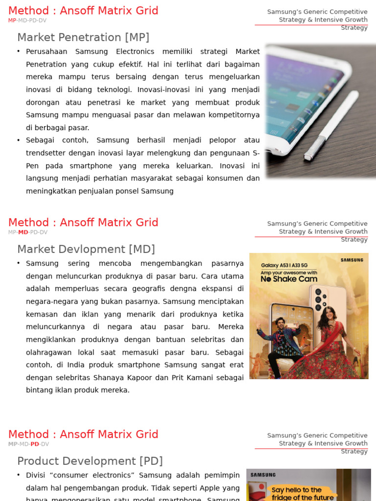 Samsung's Ansoff Matrix Strategies | PDF | Business Economics | Business