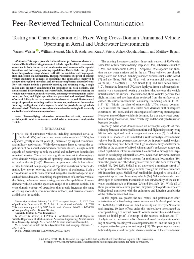 Testing And Characterization Of A Fixed Wing Cross Domain Unmanned