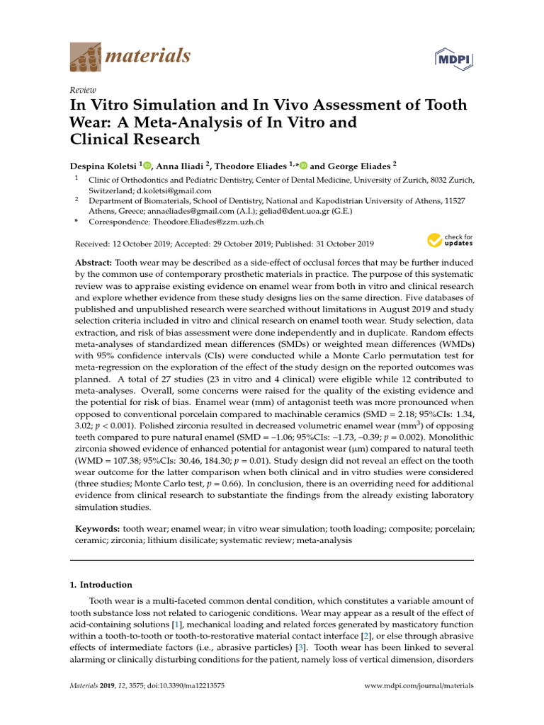 N Vitro Simulation and in Vivo Assessment of Tooth | PDF