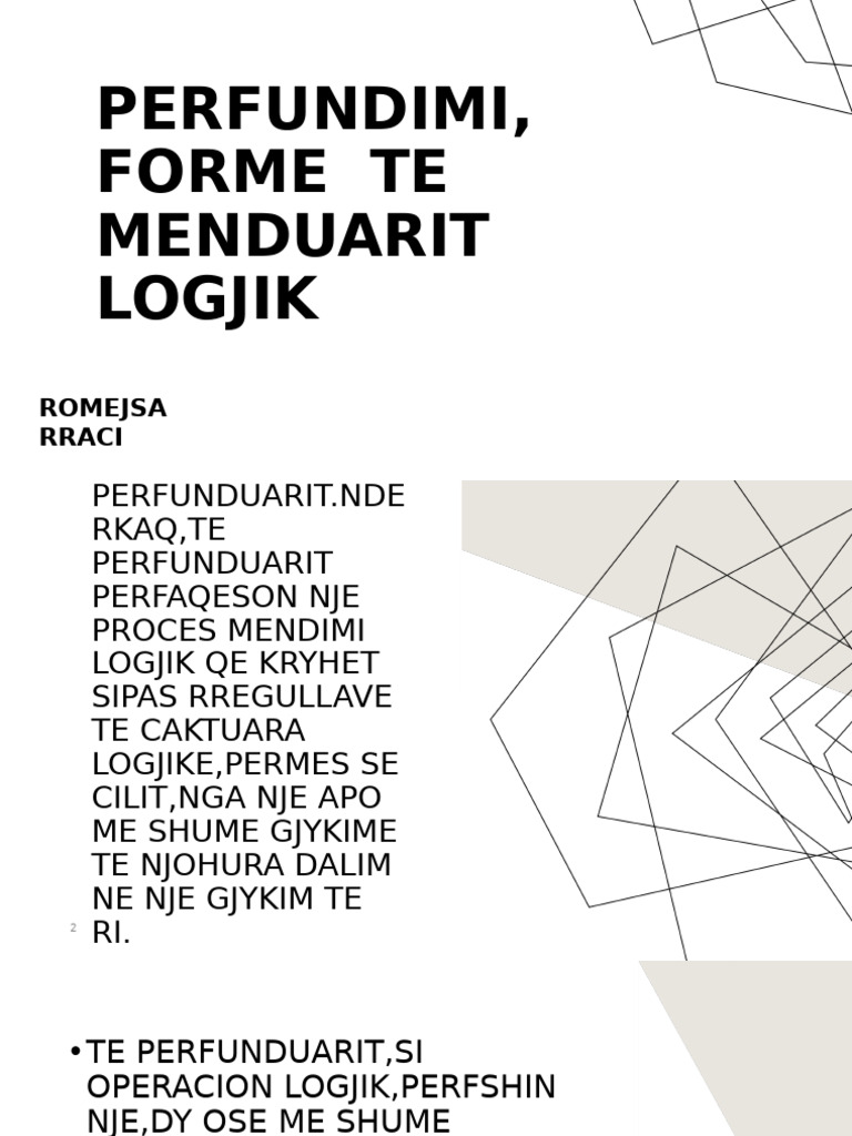 Perfundimi, Forme Te Menduarit Logjik: Romejsa Rraci | PDF