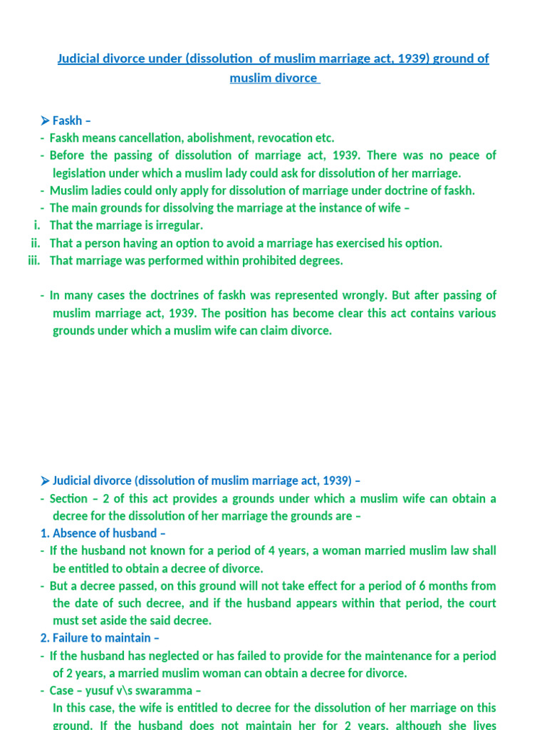 8 Judicial Divorce Under Dissolution of Muslim Marriage Act, 1939 | PDF