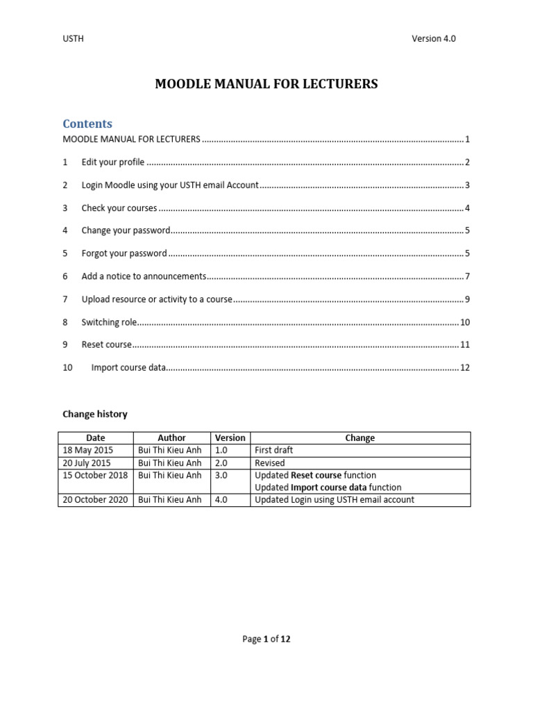 Moodle Manual For Lecturers - v4 - 20oct2020 | PDF