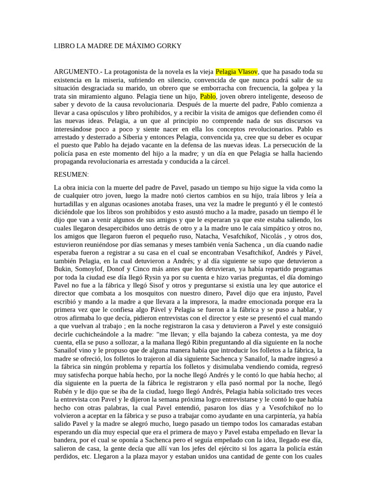Libro La Madre de Máximo Gorky Gaby | PDF