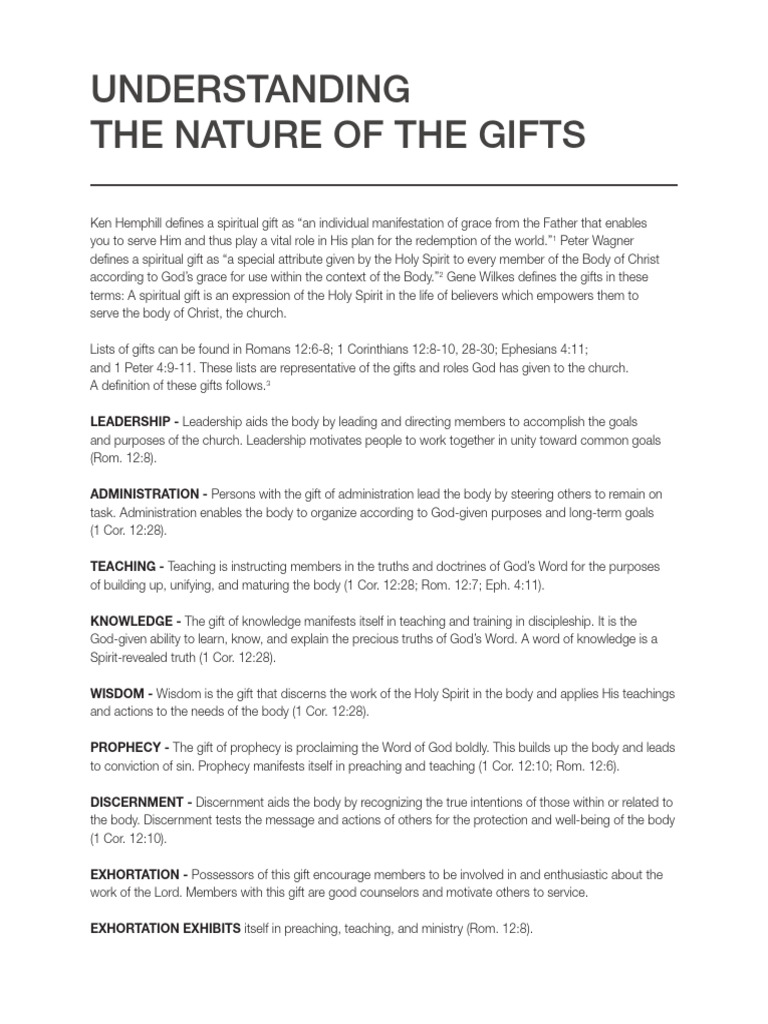 Spiritual Gifts List PDF | PDF