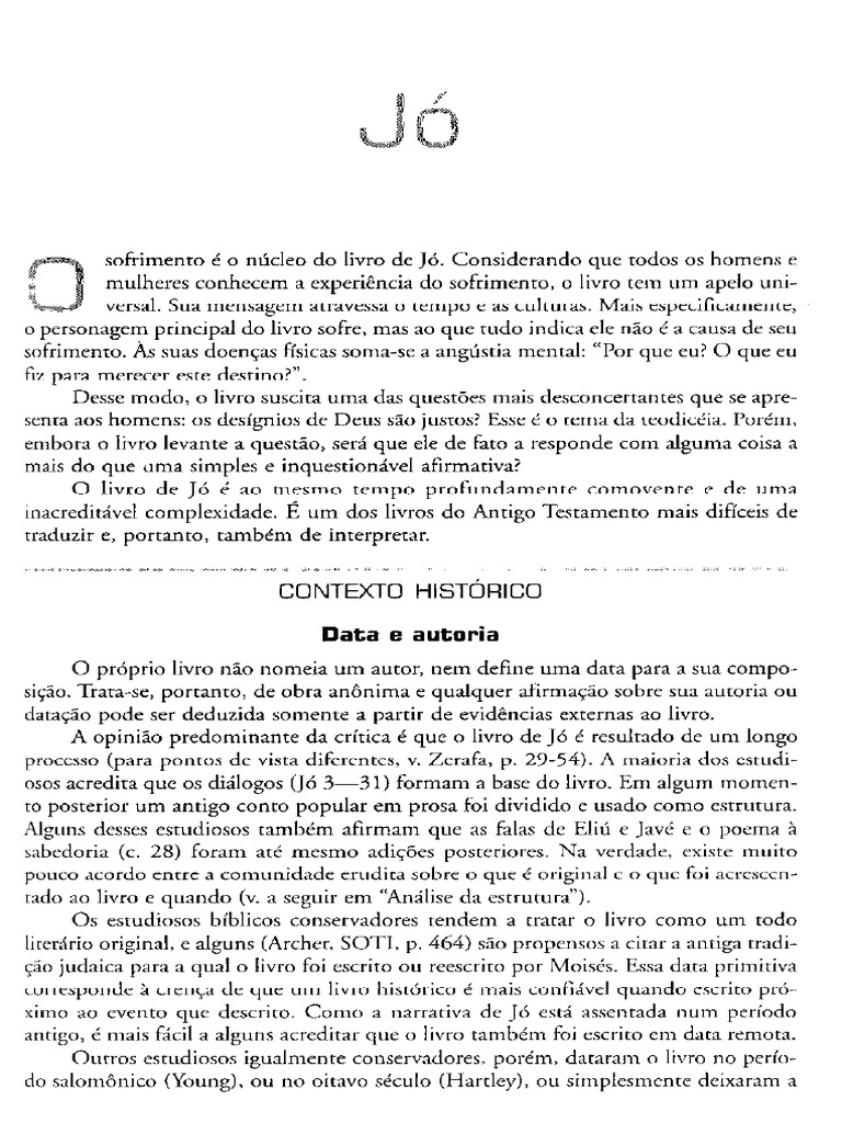 Introdução Ao Livro de Jó - Dillard&LongmanIII | PDF