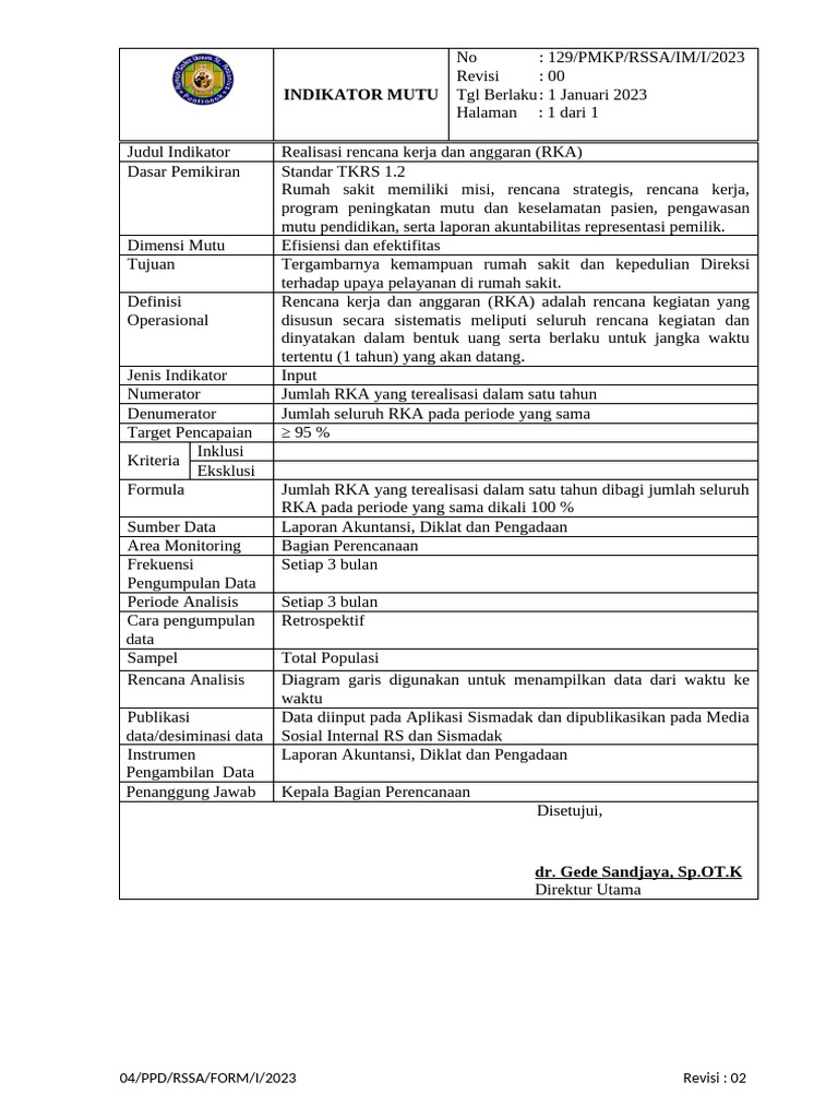 Realisasi Rencana Kerja Dan Anggaran (RKA) | PDF