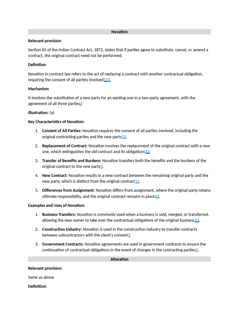 Novation, Rescission and Alteration | PDF | Misrepresentation | Contract Law