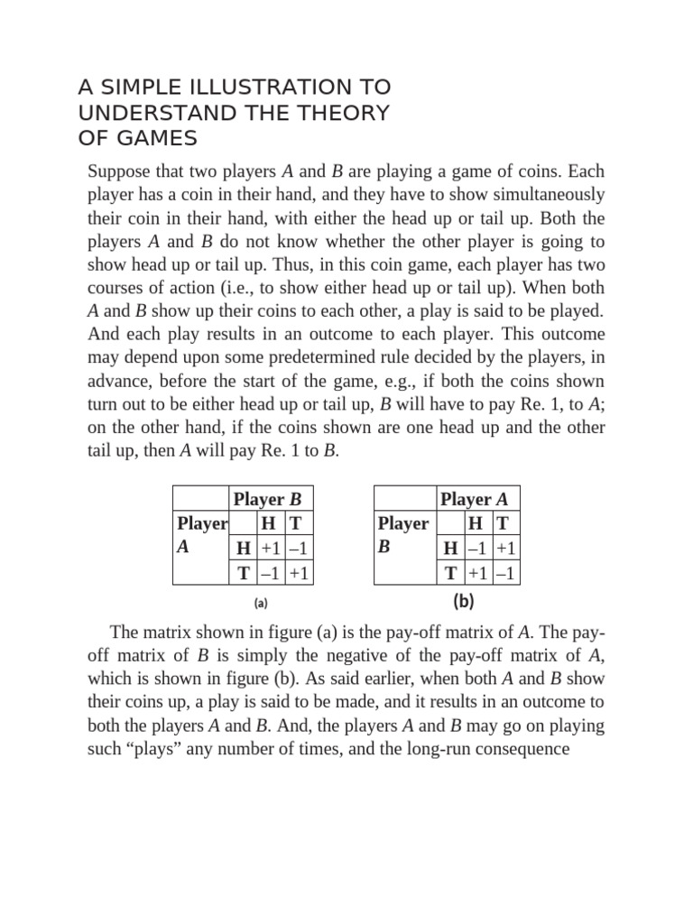 A Simple Illustration To Understand The Theory of Games | PDF