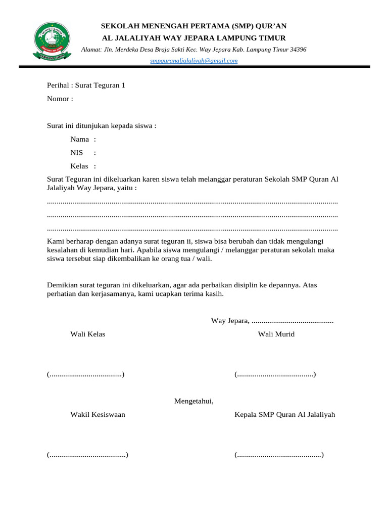 Surat Peringatan 1 | PDF