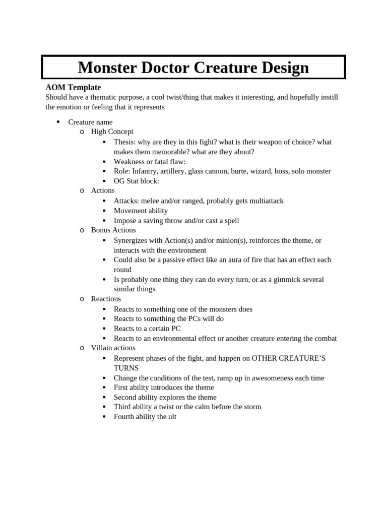 Monster Doctor Creature Design | PDF