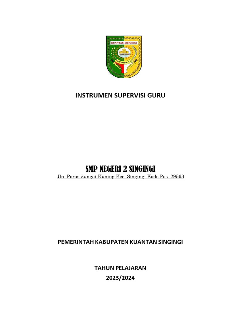 24.1. Instrumen Supervisi Guru | PDF