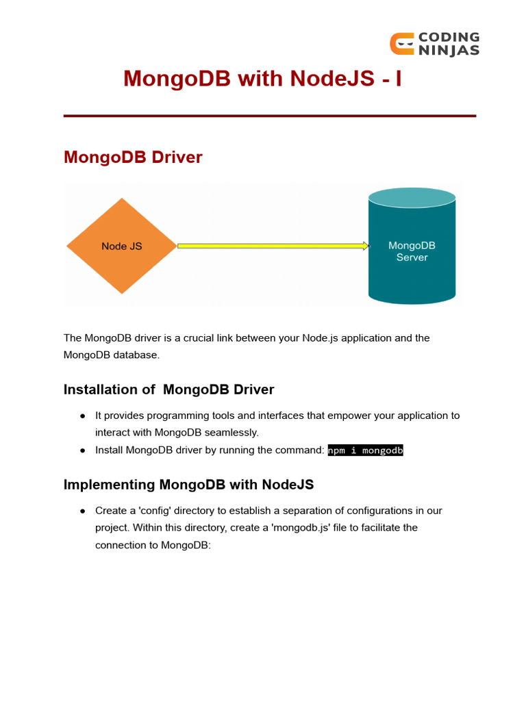 Lec-13 Notes MongoDB With NodeJS - I-3433 | PDF