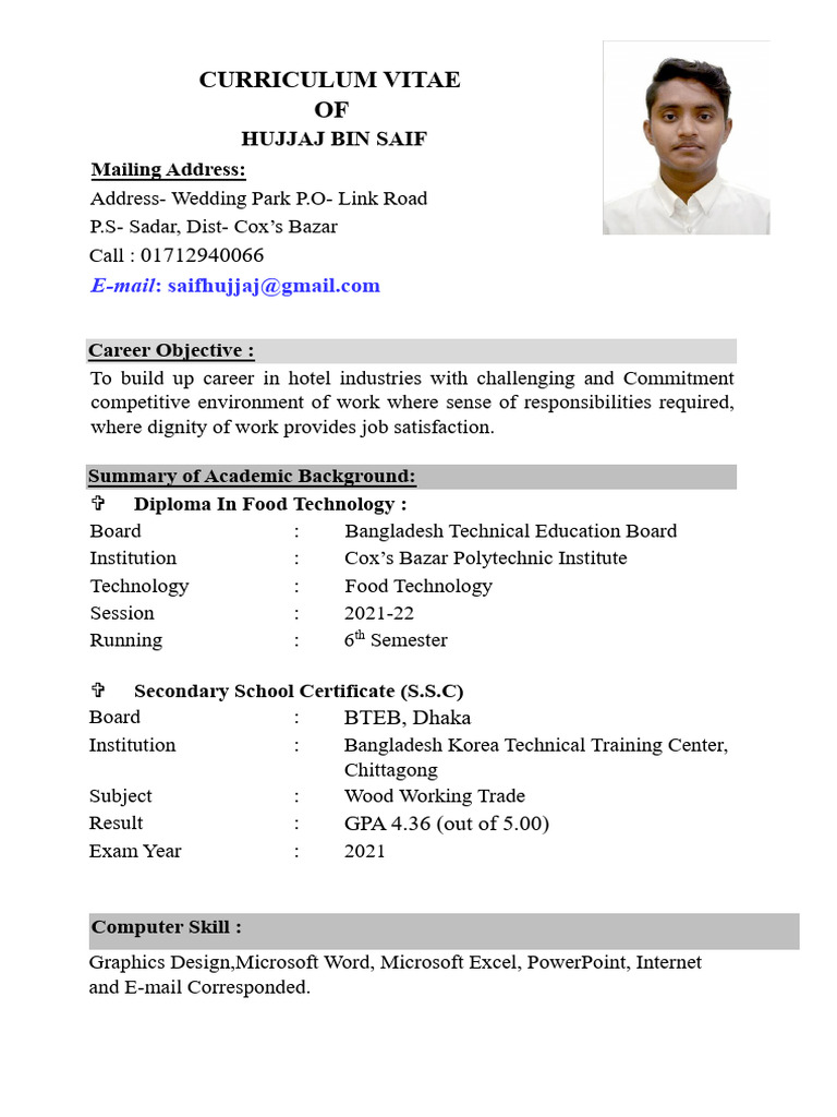 Hujjaj Saif CV | PDF