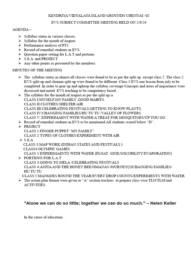 Subject Committee Meeting Evs 2.8.24 | PDF