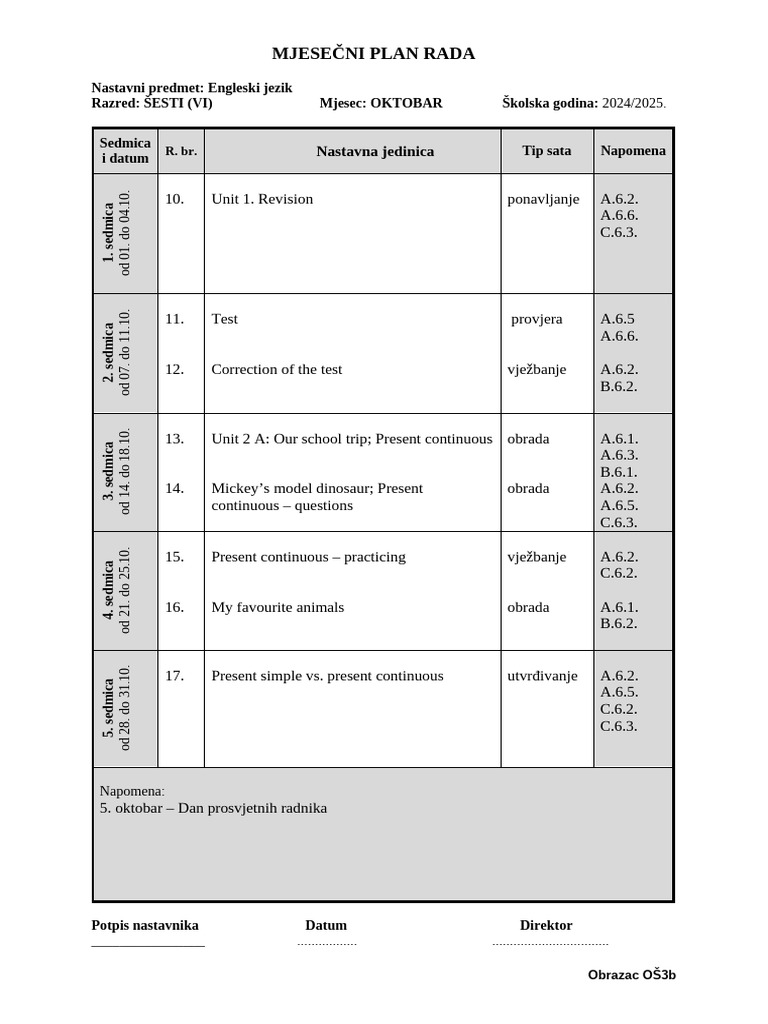 Mjesecni 6.oktobar | PDF