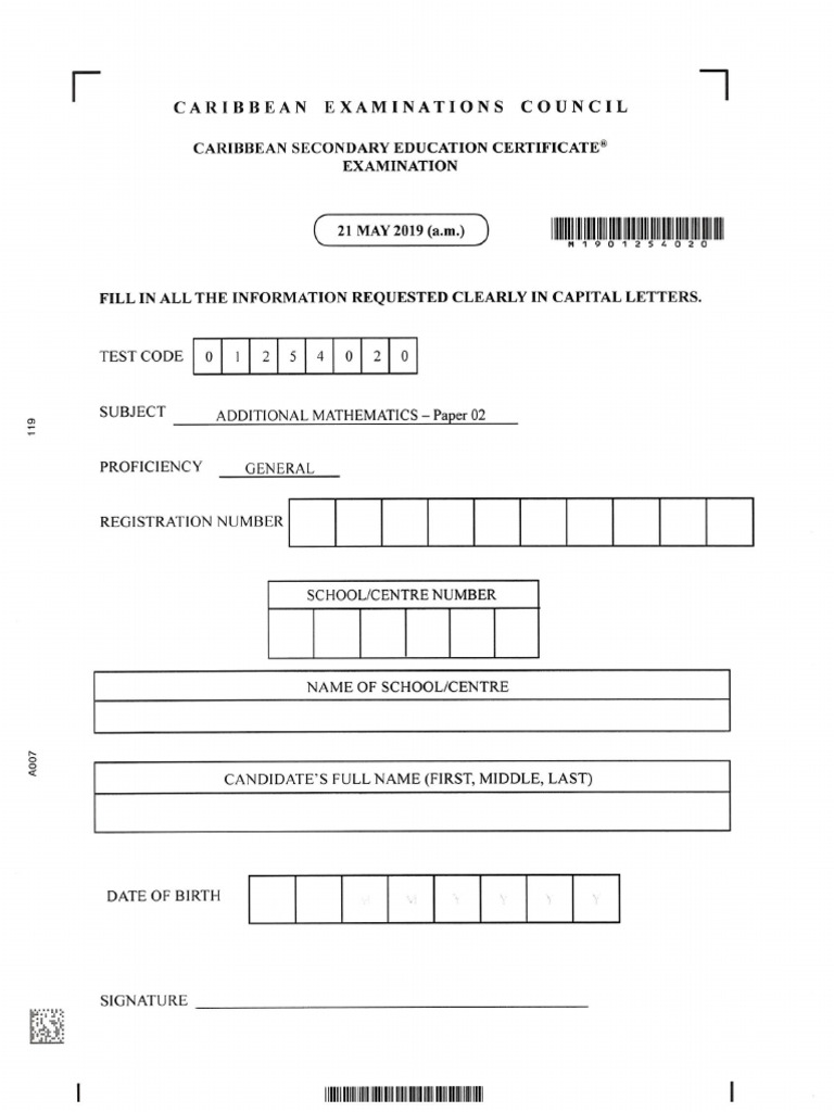 Additional Mathematics Paper 02 MAY 2019 | PDF