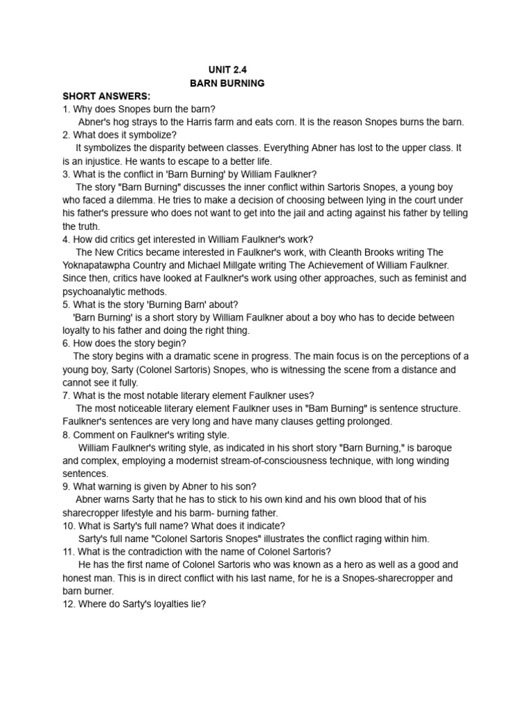 Barn Burning | PDF | Classics | General Fiction