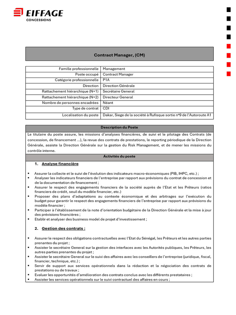 Fiche de Poste Contract Manager | PDF