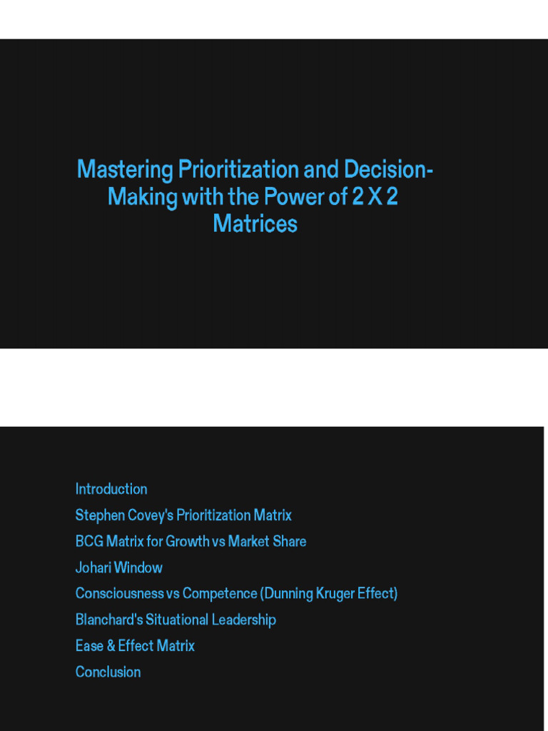 2 X 2 Matrix For Decision Making | PDF