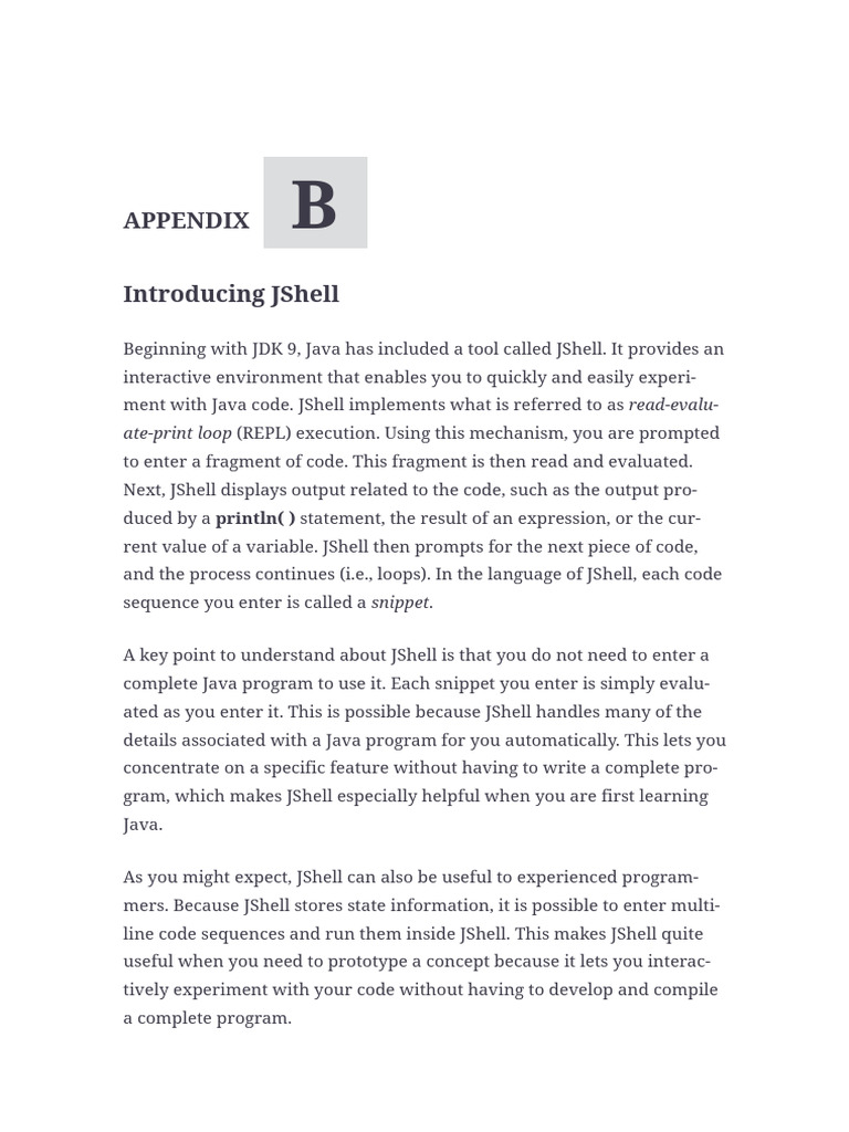 Appendix B Introducing JShell | PDF