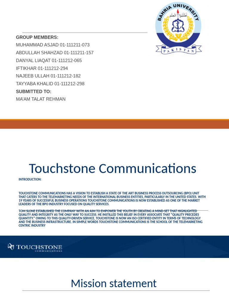 Touchstone Communications | PDF