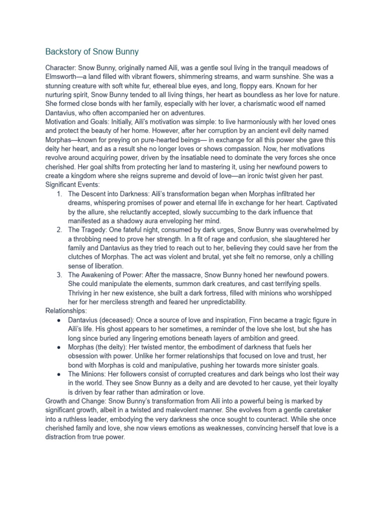 Backstory - Snow Bunny | PDF