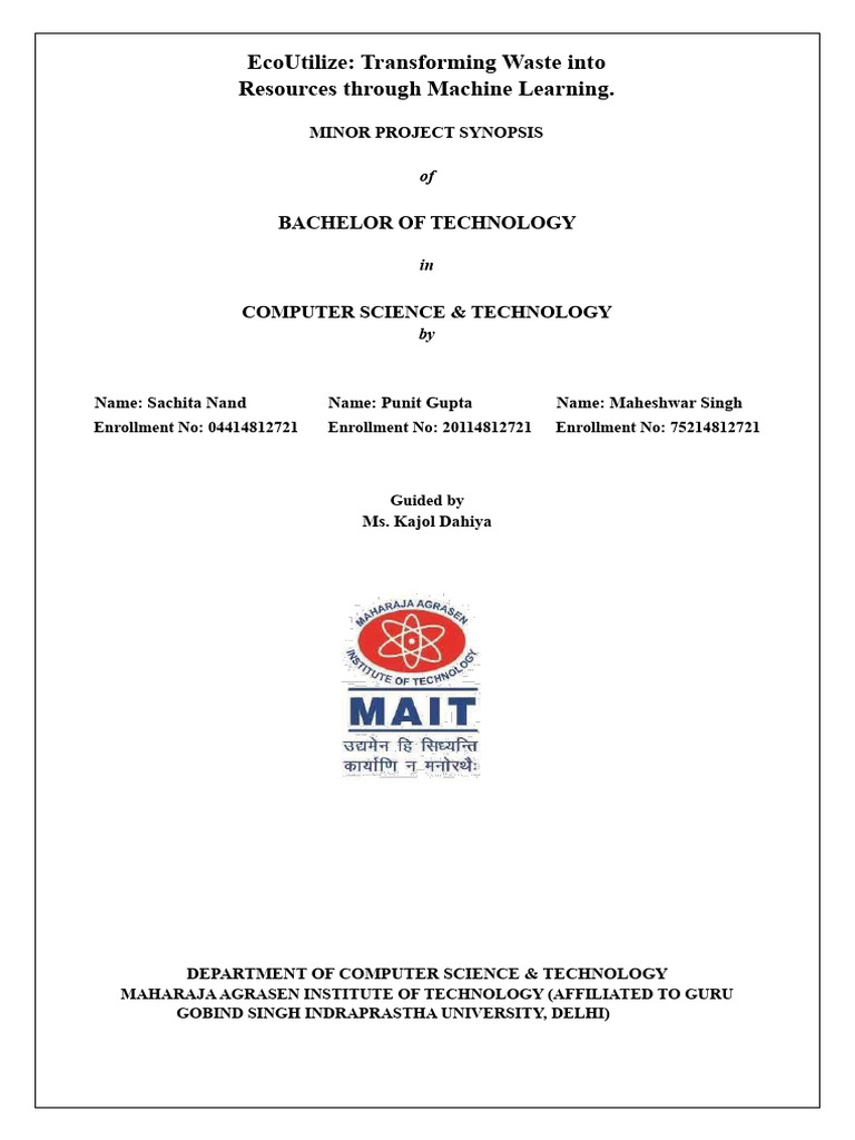 Minor Project Synopsis - EcoUti | PDF | Usability | Waste Management