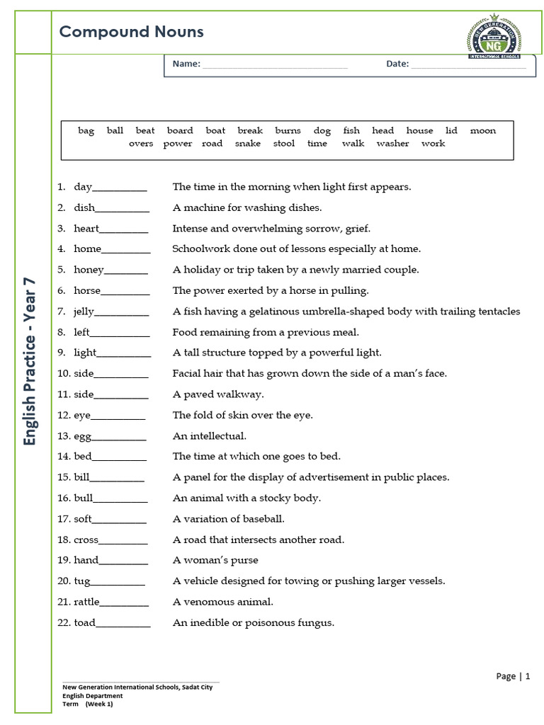 English Yr7 W - Sheet 1 | PDF
