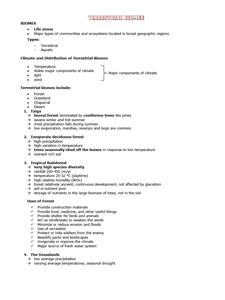 15a - Terrestrial BIOMES | PDF