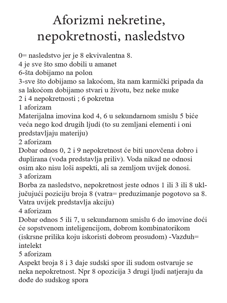 Aforizmi Nekretnine 1 Dio | PDF