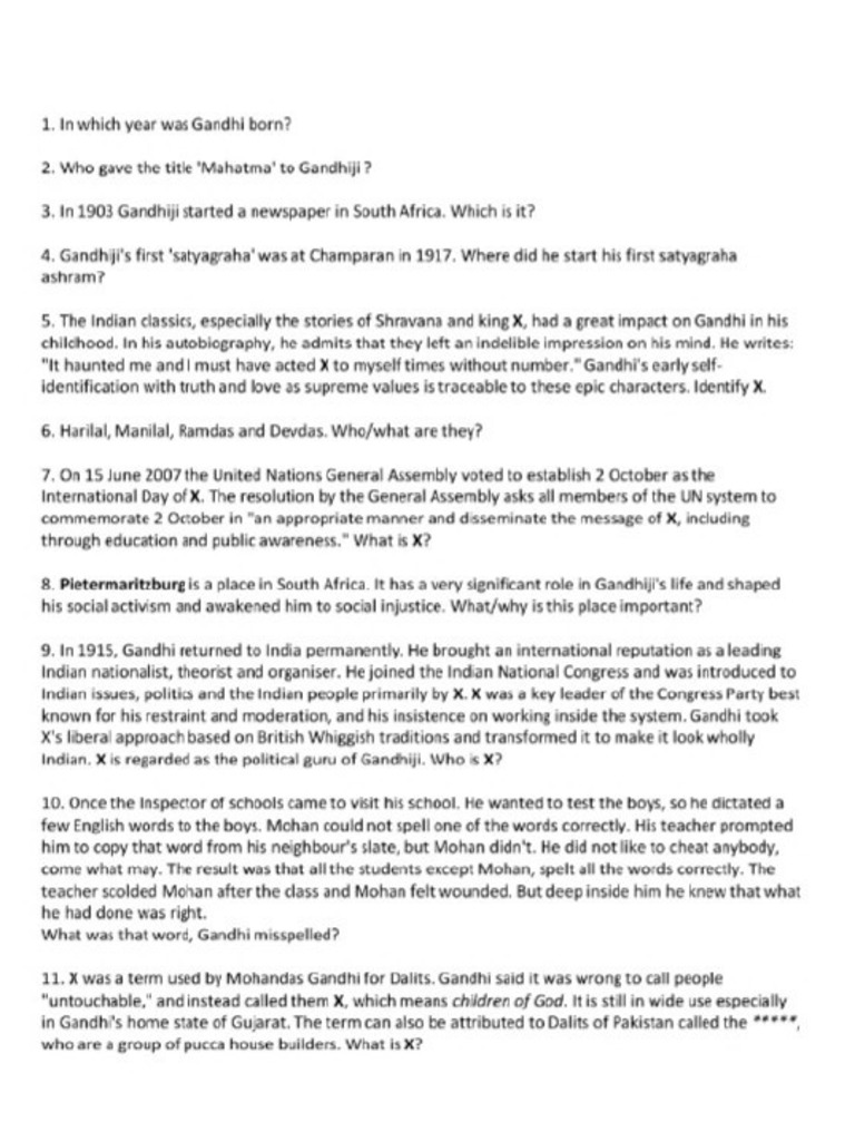 QUIZ PRACTICE SET 31 (MK Gandhi) | PDF