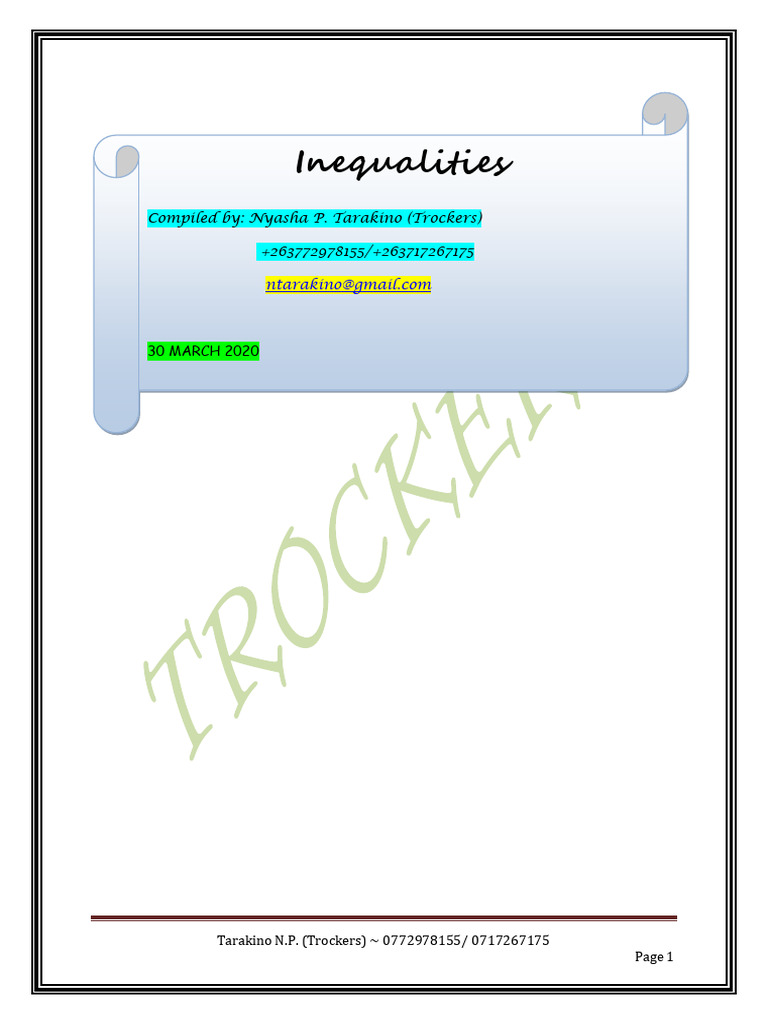 Inequalities Notes - by Trockers | PDF