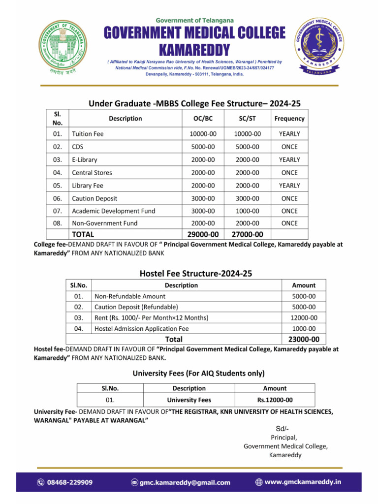 Fee Structure 2024 25 | PDF