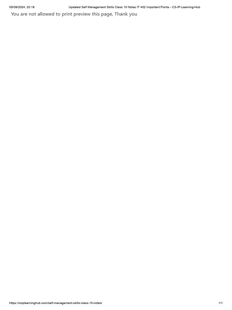 Updated Self Management Skills Class 10 Notes IT 402 Important Points ...