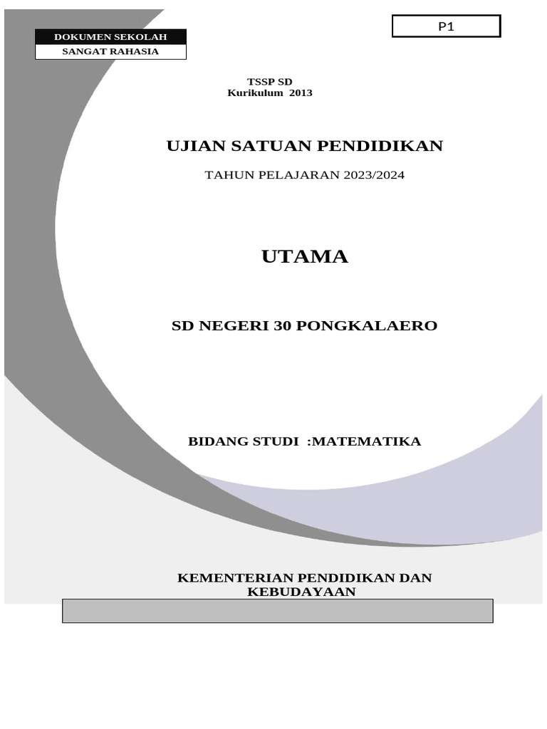 Soal Utama TSSP MTK 2024 | PDF