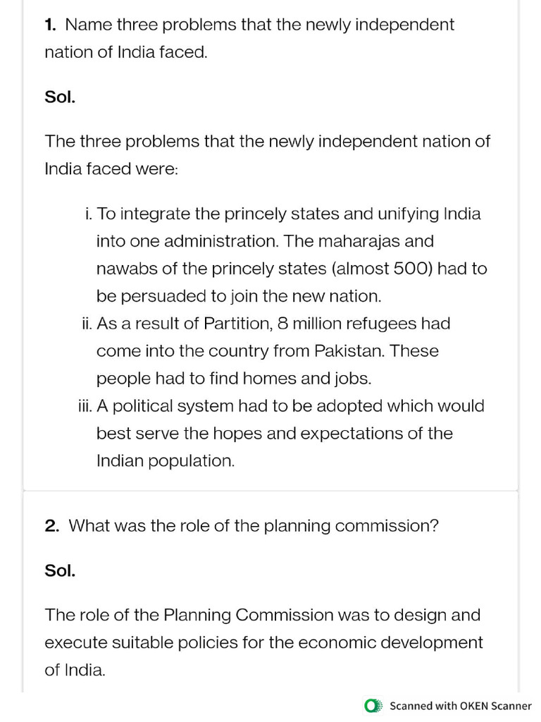 India After Independence Solution | PDF