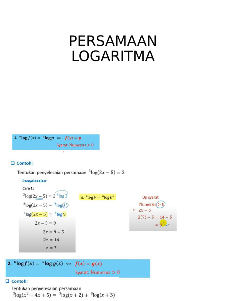 Persamaan Logaritma | PDF