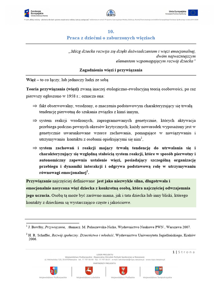 Praca Z Dzie Mi o Zaburzonych Wi Ziach | PDF