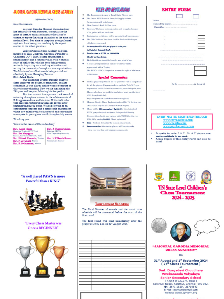 Chess Entry Form 2024 - 2025 FINAL | PDF