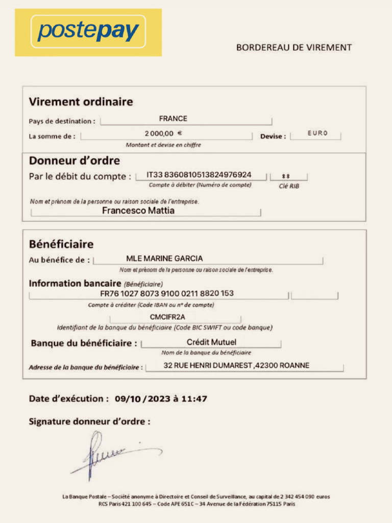 Bordereau de Virement | PDF