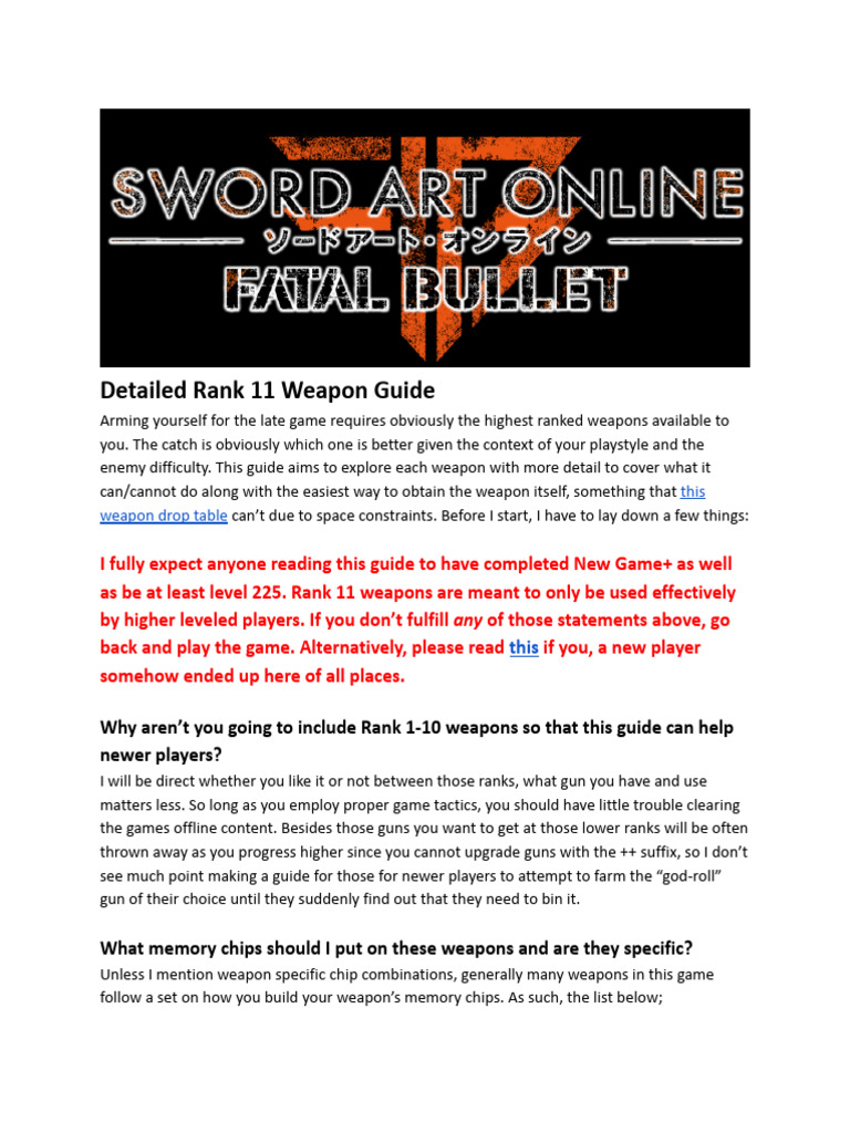 Detailed Rank 11 Weapon Guide | PDF