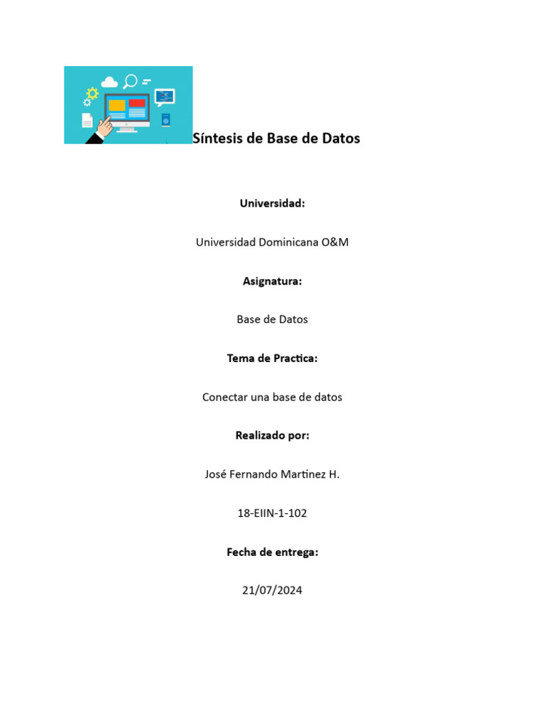 Conectar Una Base de Datos - Jose Fernando Martinez | PDF | SQL ... Conectar Una Base de Datos - Jose Fernando Martinez | PDF | SQL ...