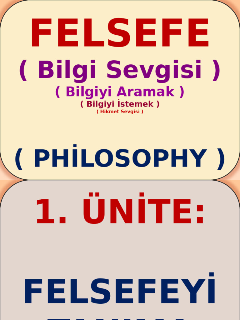 10 Fel. 1. Ünt 1. Böl, Felsefeni̇n Anlami, Düşünmeni̇n Önemi̇ Ve Gerekli̇li̇ği̇ | PDF