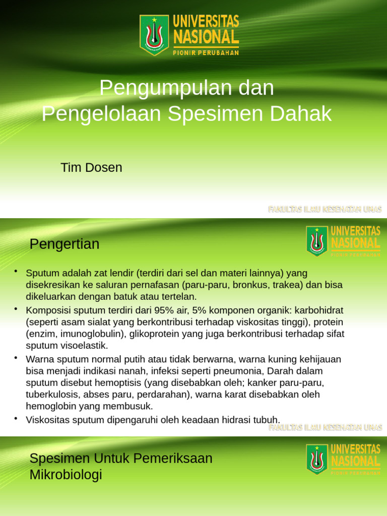 Materi 14. Spesimen Dahak | PDF