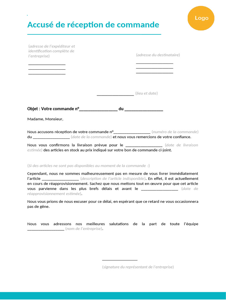 Modele Lettre Accuse de Reception | PDF